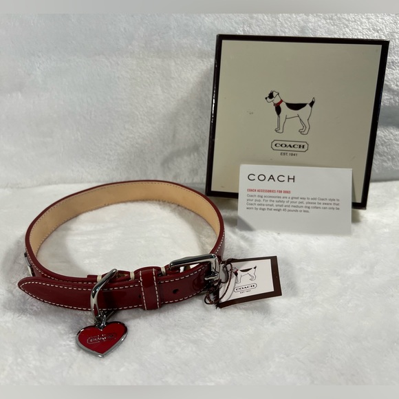 Coach | Dog | Coach Hearts Bones Red Patent Leather Dog Collar Medium ...